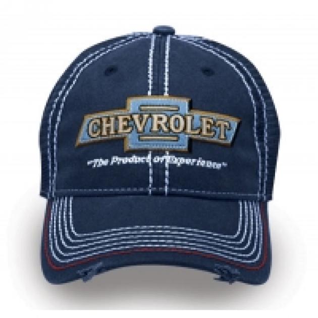 Chevy Cap, Frayed Navy/Mesh Vintage Hat with Classic Bowtie | Camaro Depot