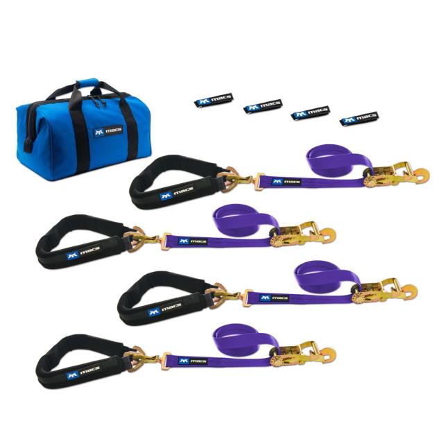 Race Ramps 2 x 8 Pro Pack Premium Tie-Down Strap Kit with 24 Axle Strap ...