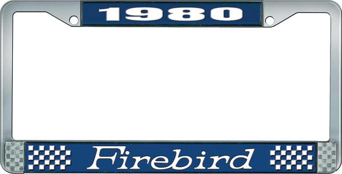 OER 1980 Firebird License Plate Frame - Blue and Chrome with White ...