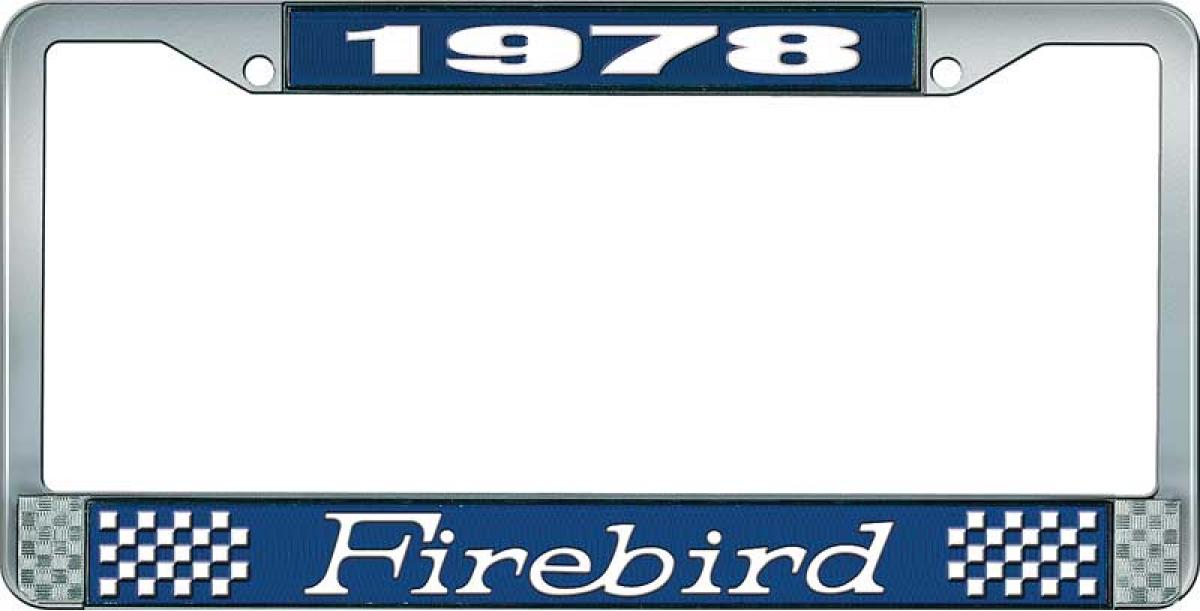 OER 1978 Firebird License Plate Frame - Blue and Chrome with White ...
