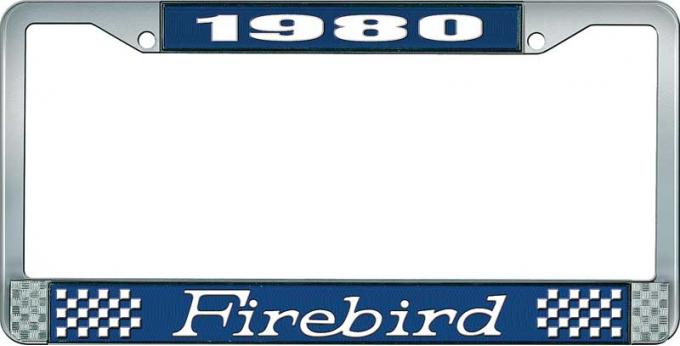 OER 1980 Firebird License Plate Frame - Blue and Chrome with White ...
